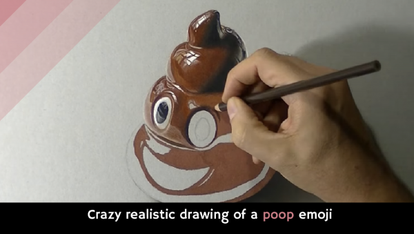 Crazy realistic drawing of a poop emoji - Alltop Viral