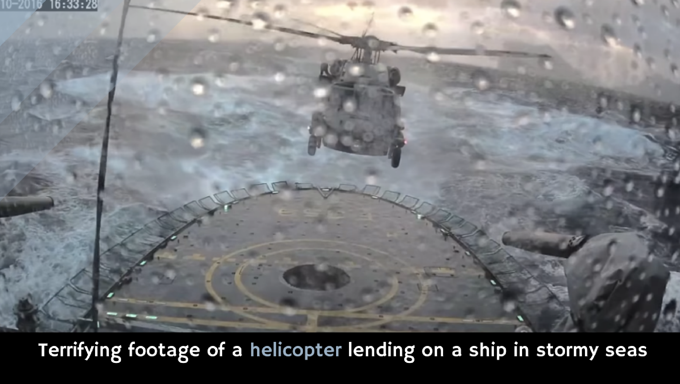 Terrifying footage of a helicopter lending on a ship in stormy seas ...