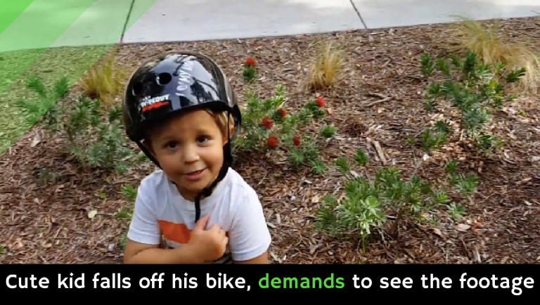 Cute kid falls off his bike, demands to see the footage - Alltop Viral