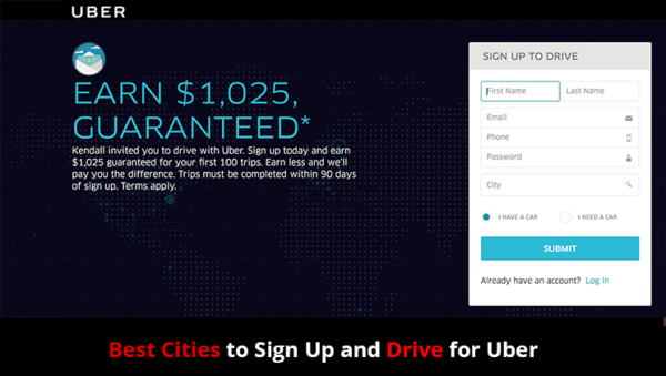 Best Cities to Sign Up to Drive for Uber - Uber Driver Invite Code